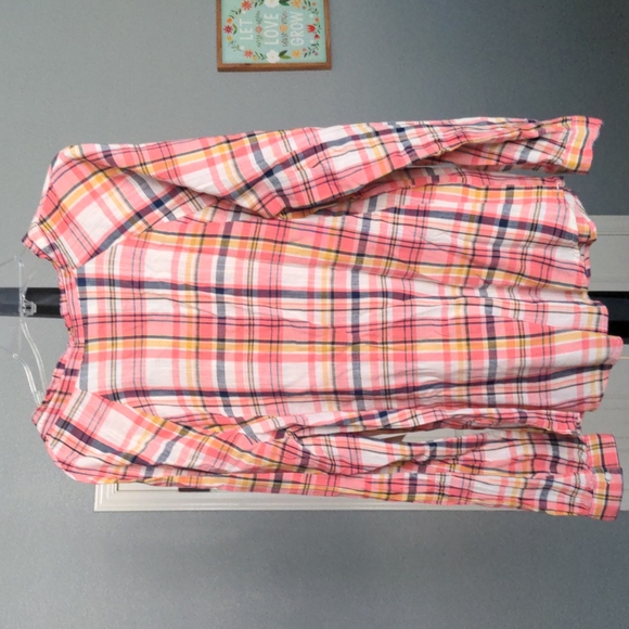 St. John's Bay | Tops | St Johns Bay Coral Pink Plaid Blouse | Poshmark